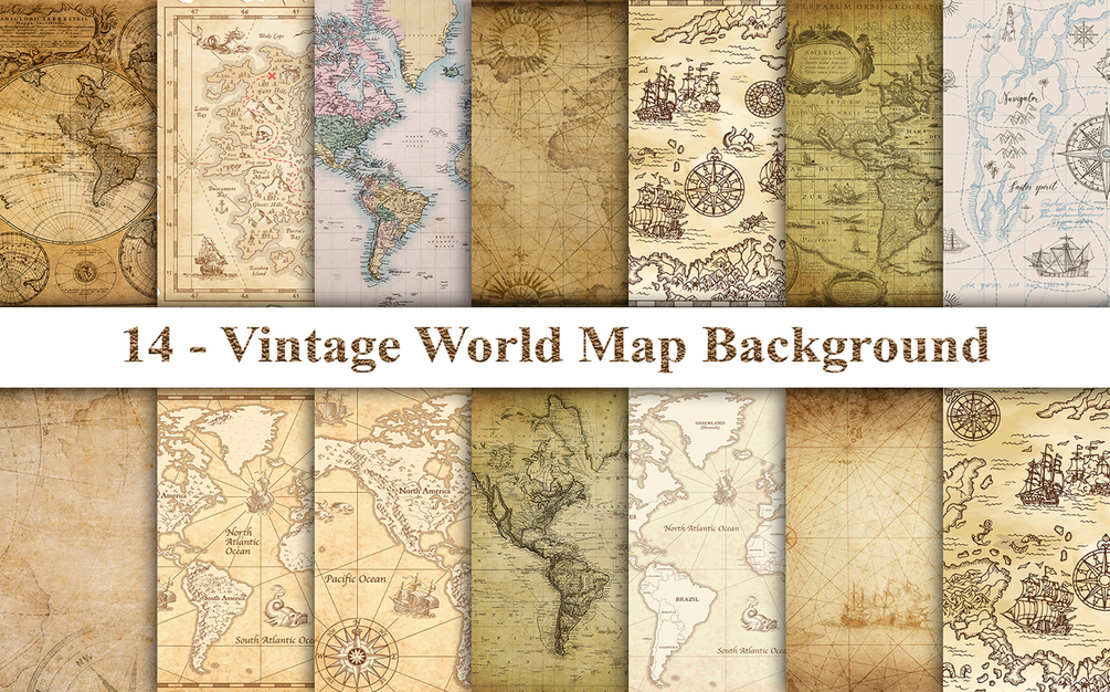 Old Map Digital Paper, Vintage Map Background