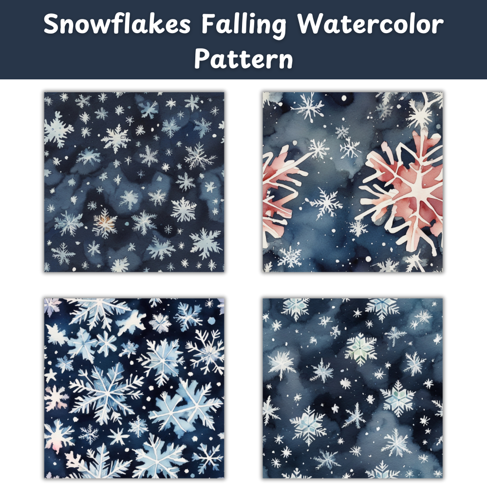 Snowflakes Falling Watercolor Digital Paper Seamless Pattern Texture ...