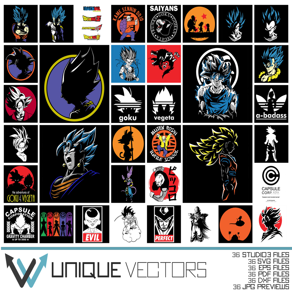 Dragon Ball 36 Vector Pack I (SVG, EPS, DXF, PDF, STUDIO3)