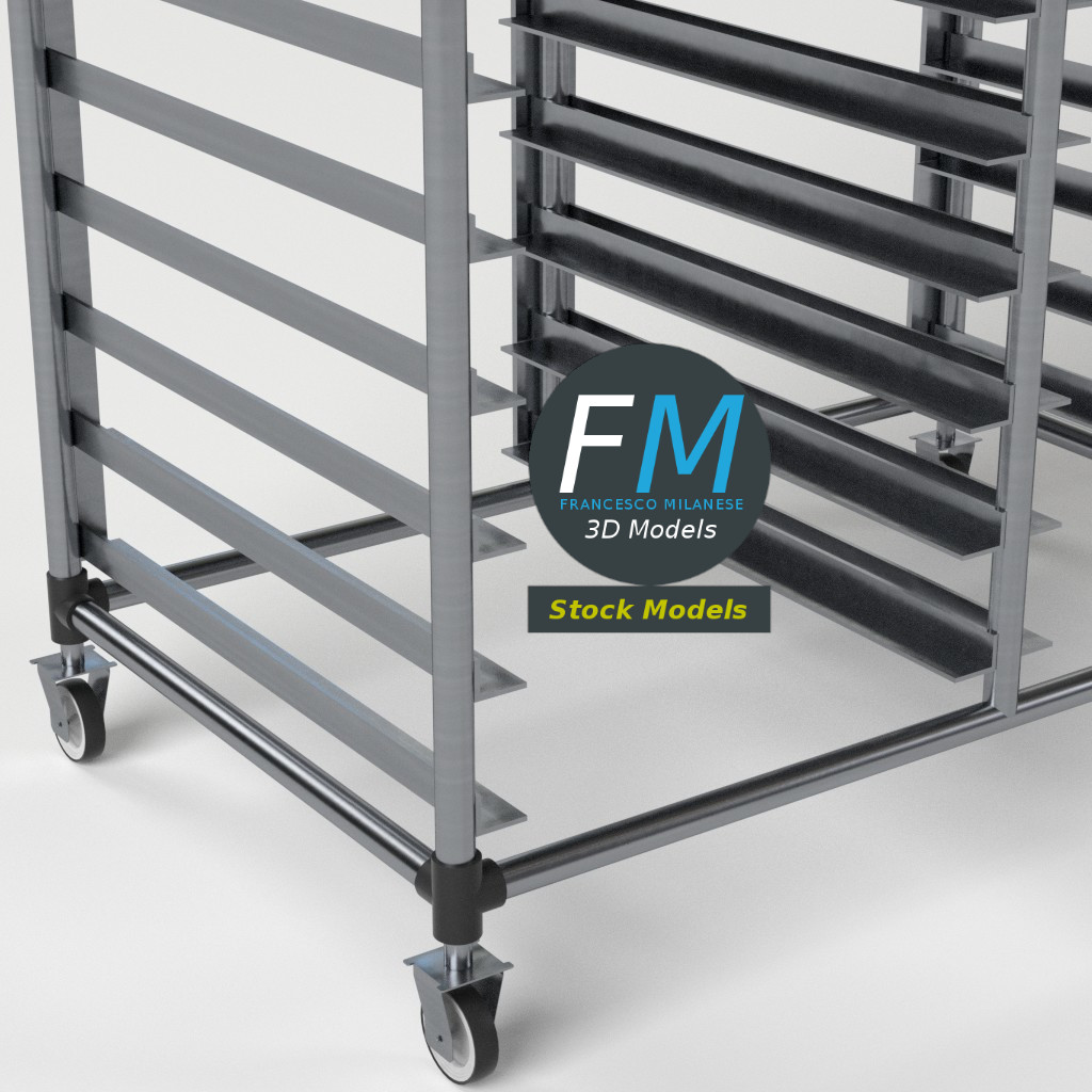 3D MODEL - Double canteen tray trolley