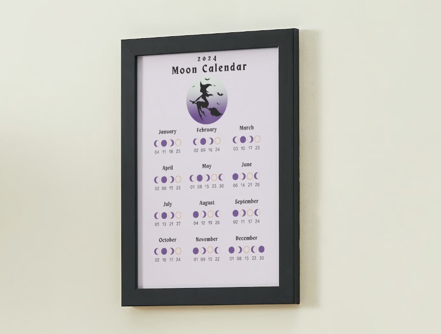 Witch calendar, Moon calendar, Moon calendar 2024, Witch planner ...