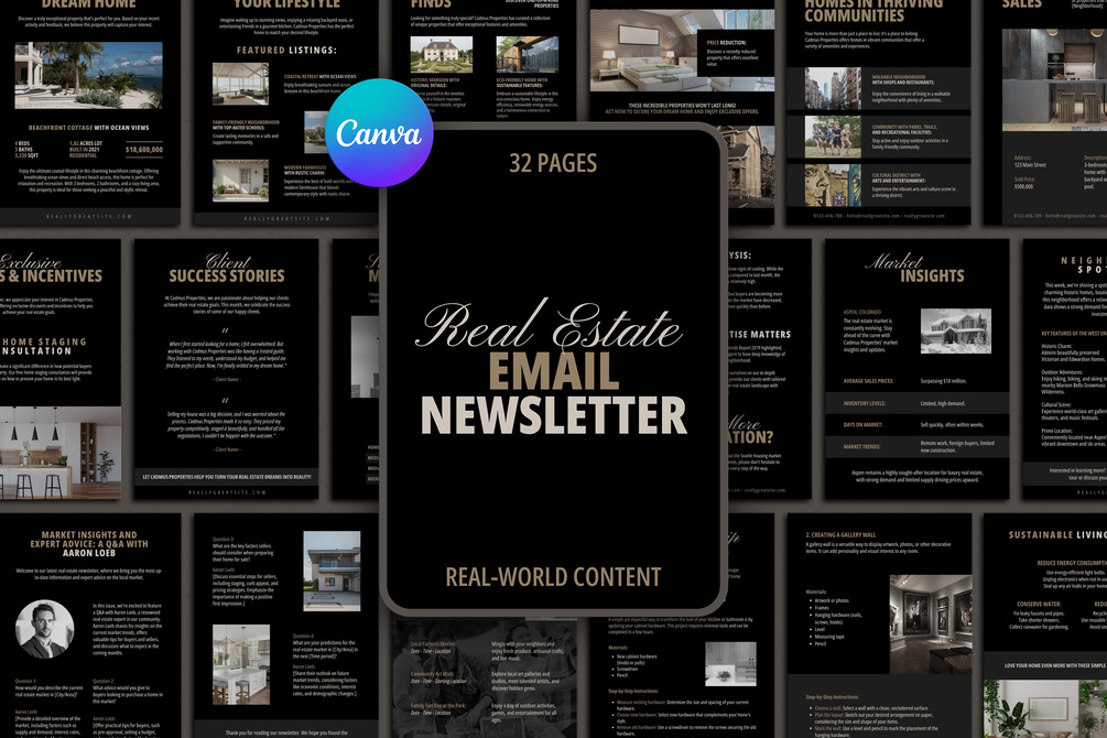 Real Estate Email Newsletter Editable Canva Template, Realtor Marketing ...