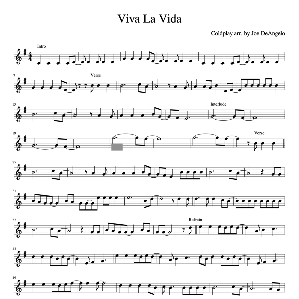 Viva La Vida Violin Solo