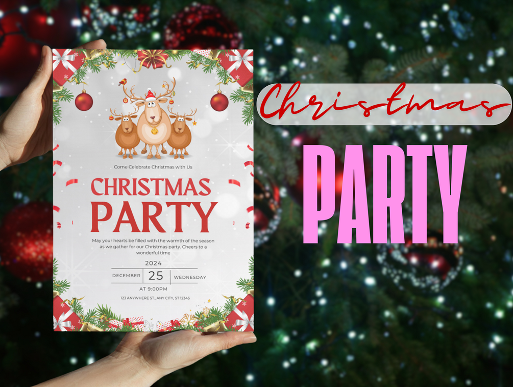 Editable Christmas Party Invitation Template, Holiday Party Invite ...