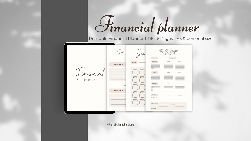 Printable Financial Planner PDF - Income Tracker, Monthly Budget ...