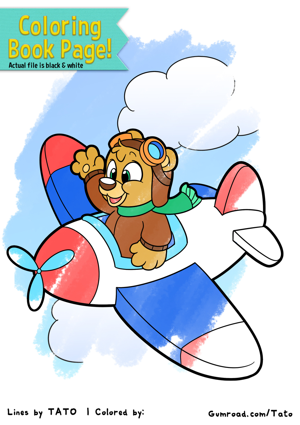 Coloring Sheet- Aviator Teddy