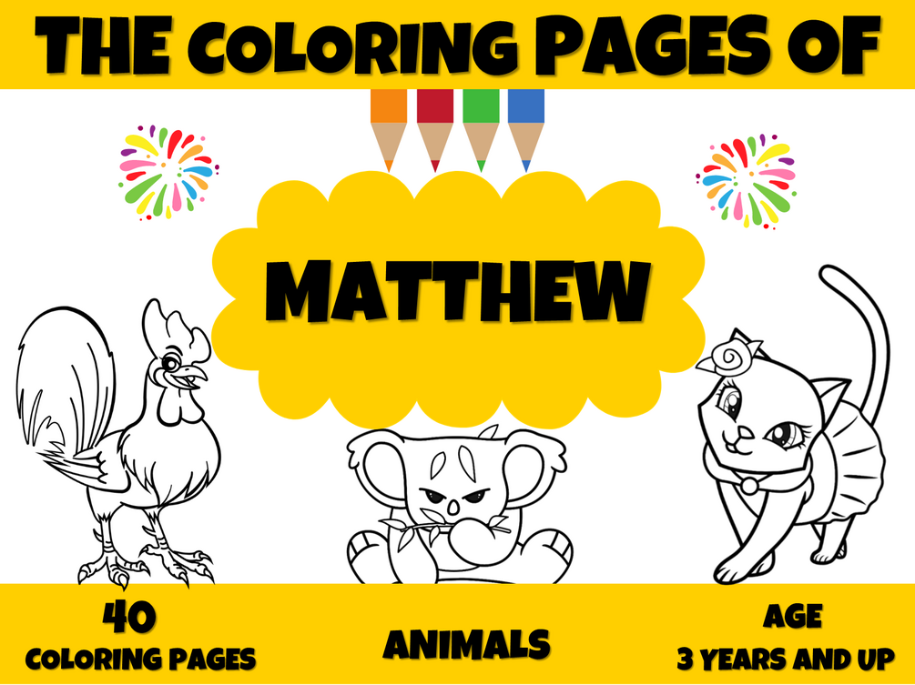 MATTHEW Coloring Pages, Animal coloring book for children named MATTHEW ...