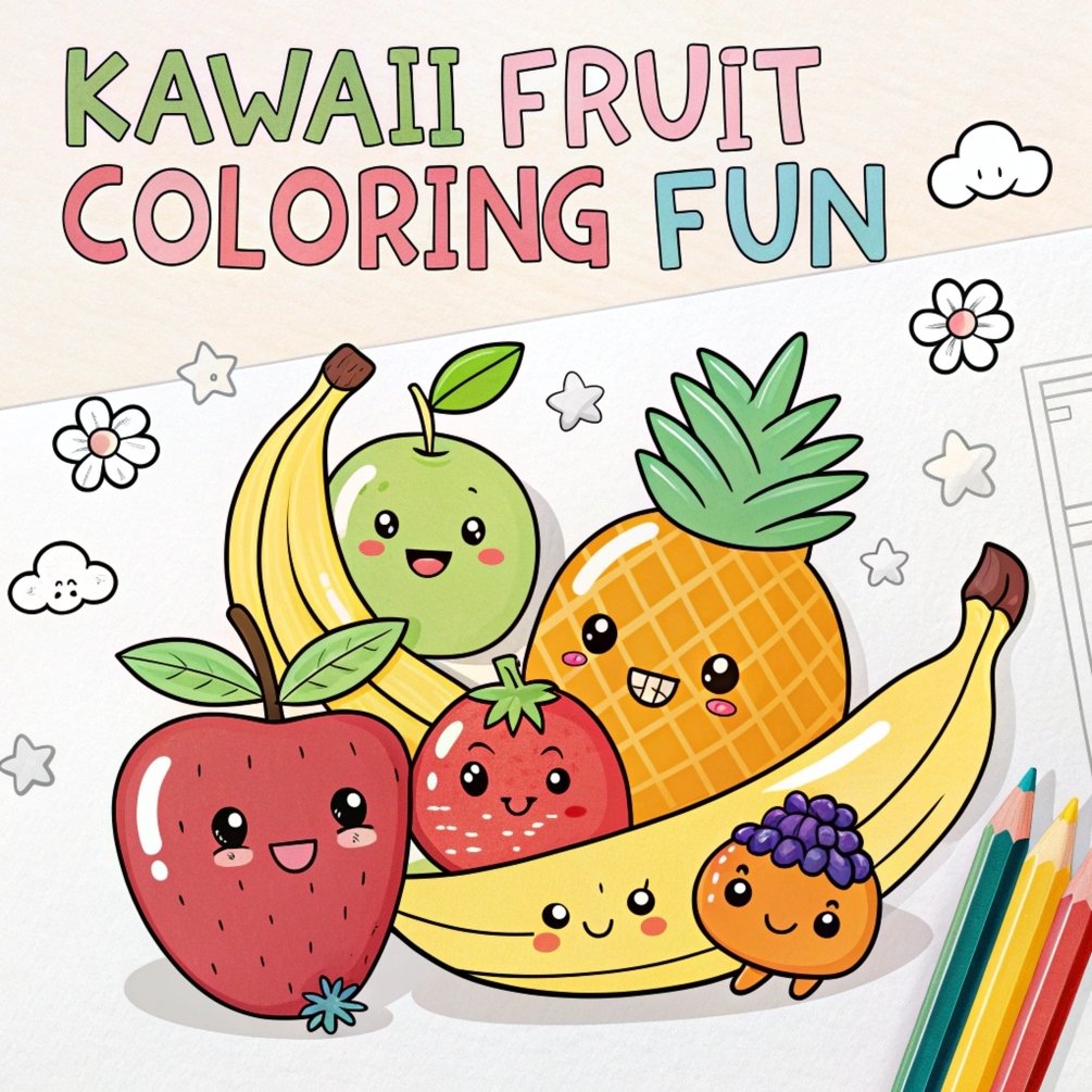 Kawaii Fruits 20 Coloring pages