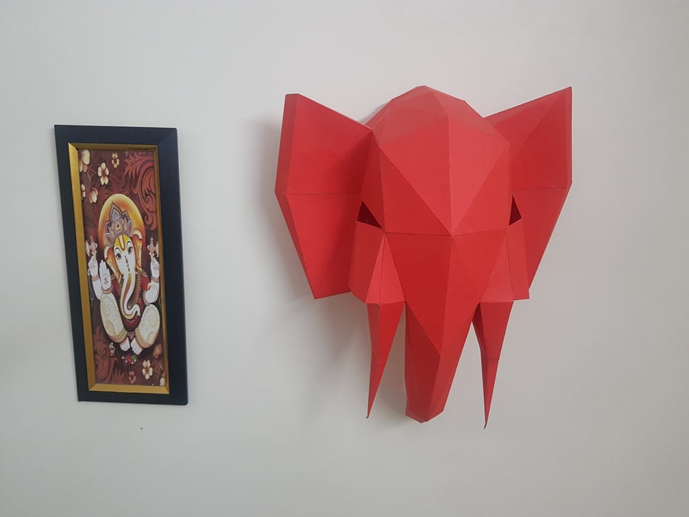 Elephant Head,Elephant paper, Elephant lowpoly, Paper Trophy Elephant ...