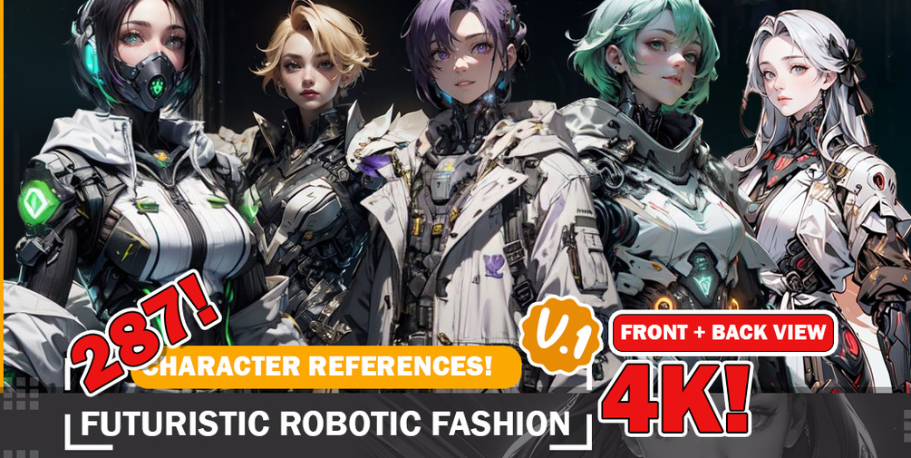 287 Various Futuristic Robotic Fashion Characters Reference with ...