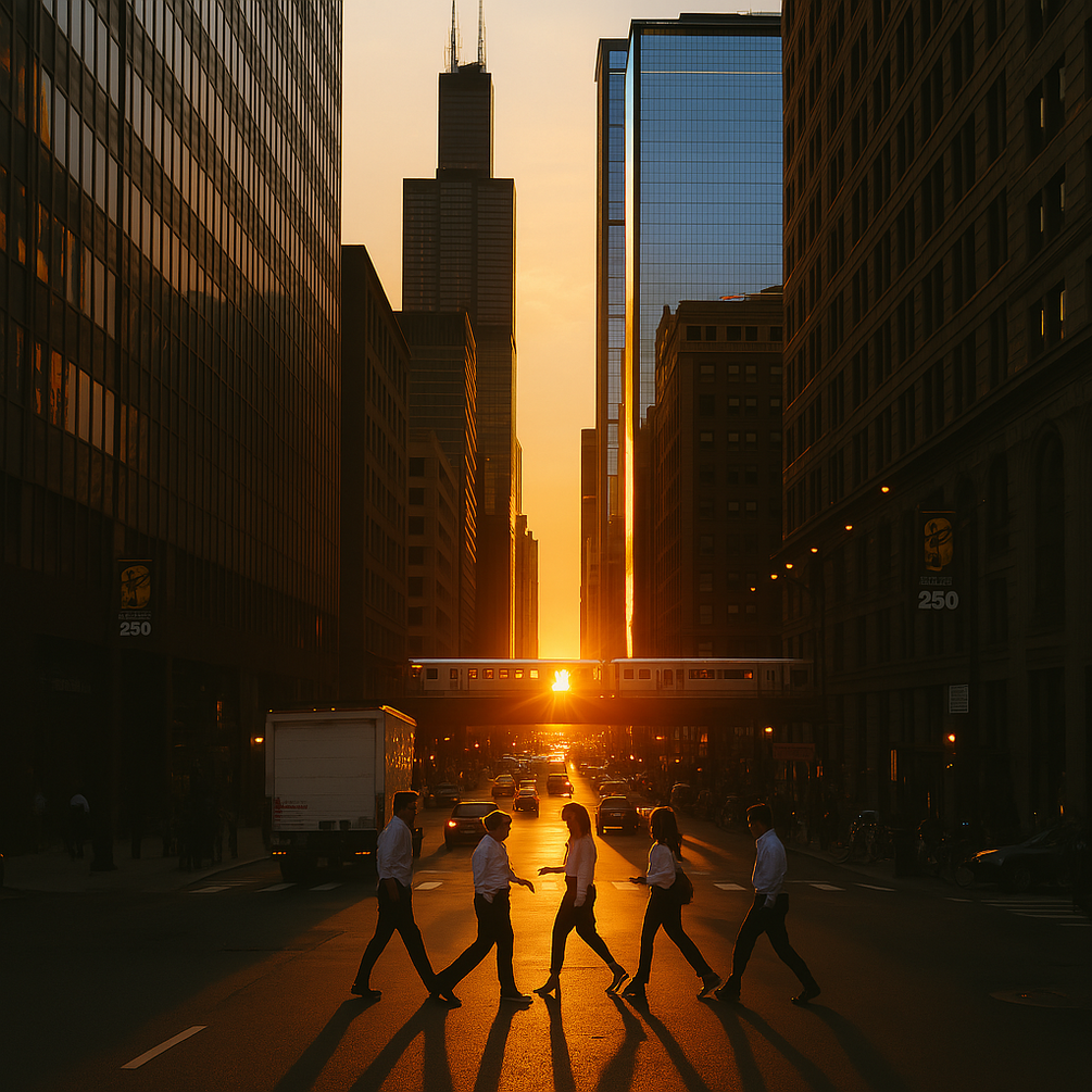 Chicago Henge Wall Art — Free Urban Sunset & CTA Train Print Collection ...