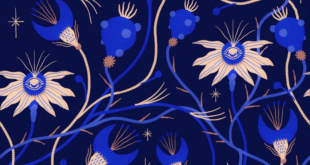 Botanic Blue Wallpaper