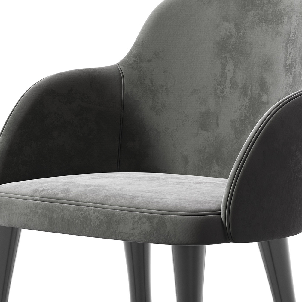 CB2 Giulia Grey Velvet Dining Armchair