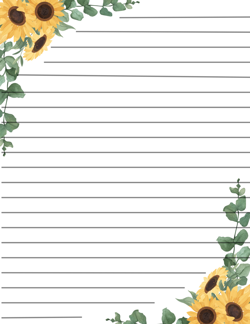 Sunflower Notebook – Printable Lined Journal | PDF Download