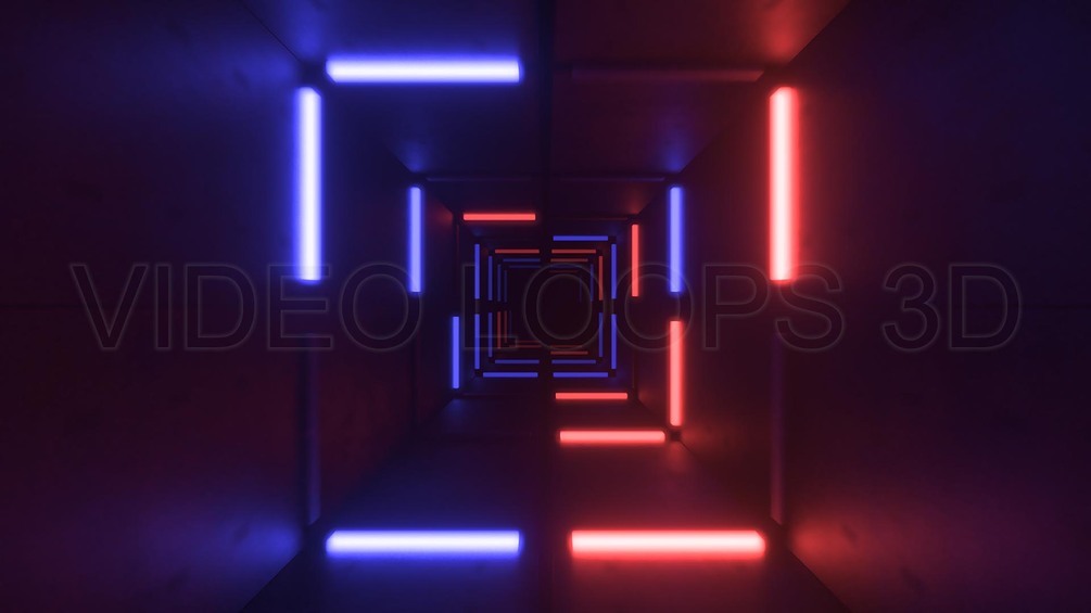 VJ LOOP 61 - Square Tunnel & Red/Blue Neon Flashing Lights - Animated ...