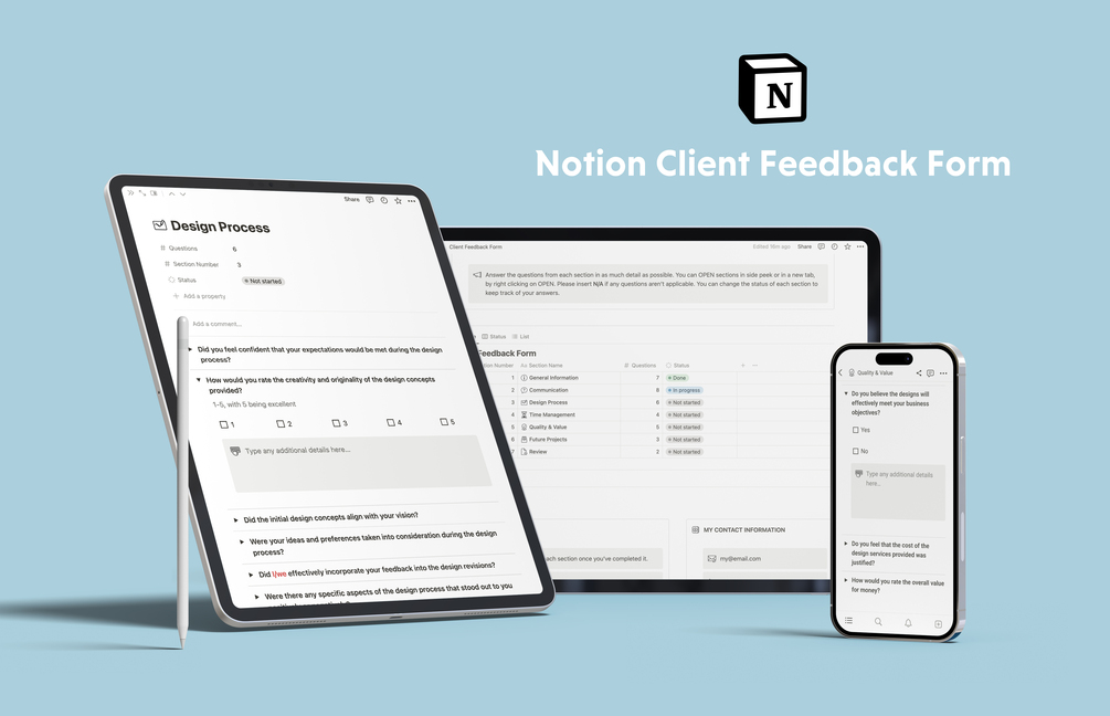 Client Feedback Form For Designers And Freelance Creatives Notion Template
