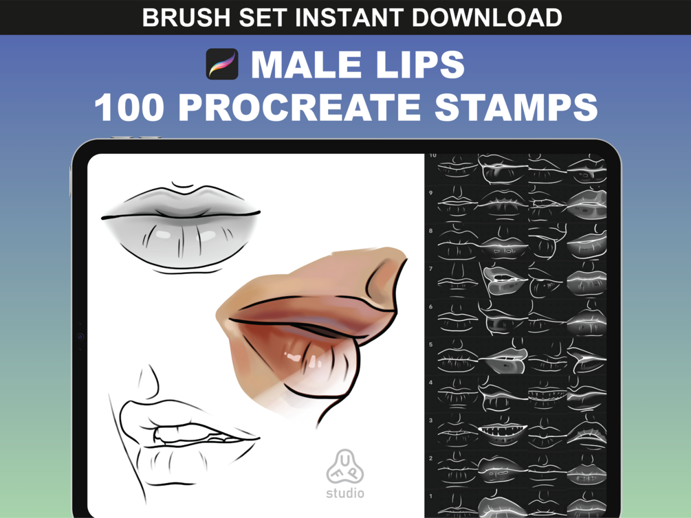 Male Lips Procreate Brushes for Portrait Drawings