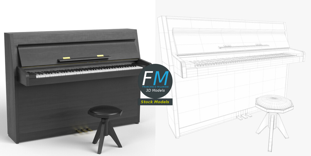 3D MODEL - Vertical piano