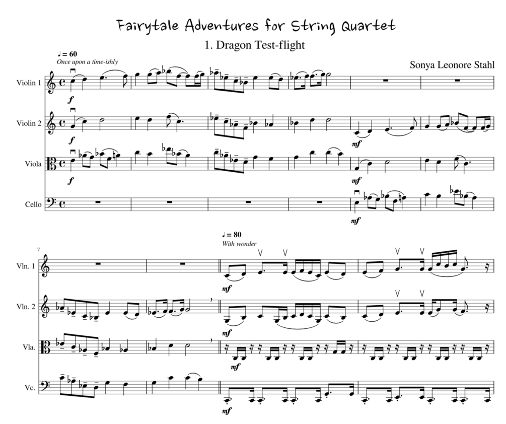 Fairytale Adventures for String Quartet (2 pieces, $20 total)
