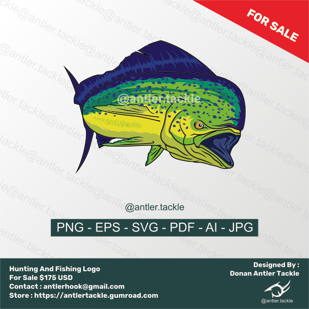 Mahi Mahi Dorado Fishing Logo Illustration Designed By Donan Antler Tackle