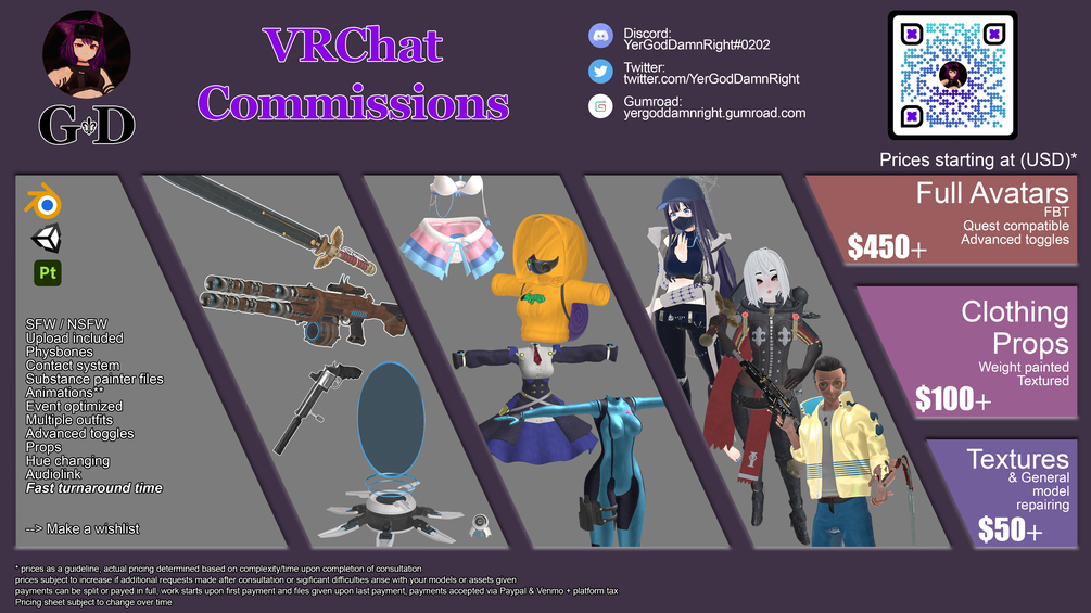 [VRChat/SDK3] Avatar commission sheet / Donations