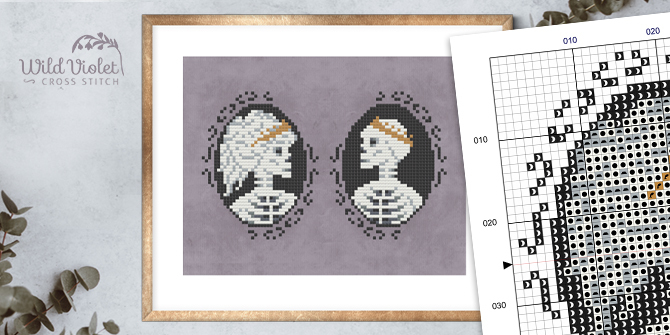 Royal Skeleton Cameos Cross Stitch Pattern