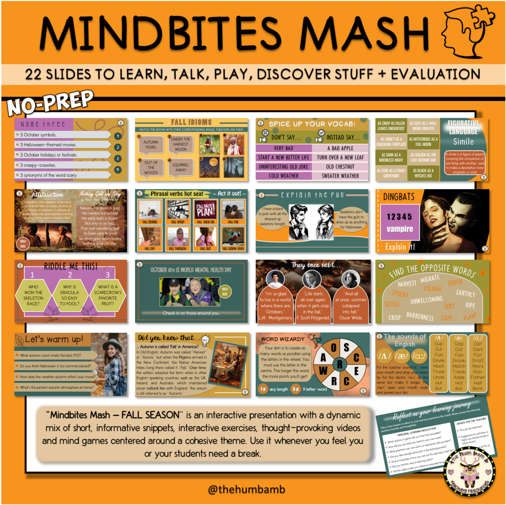 OCTOBER HALLOWEEN FALL HIGH SCHOOL BELL RINGER BRAIN BREAK PRINTABLE ...