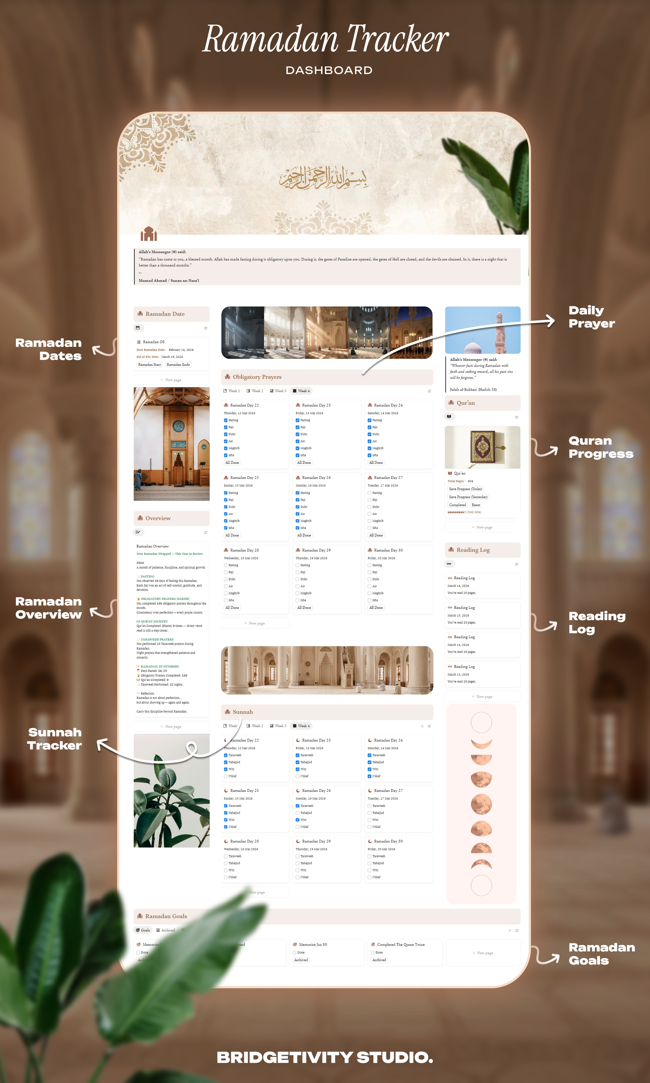 Ramadan Tracker - Daily Worship, Qur’an Progress & Reflection Dashboard ...