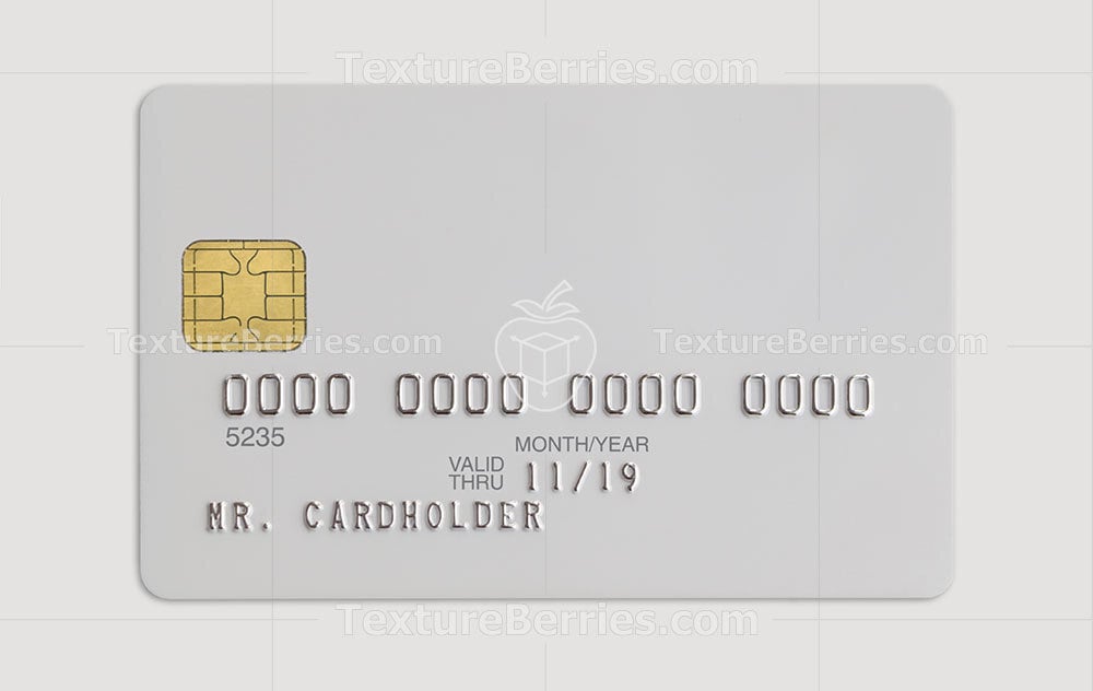 Blank white bank card isolated on white background