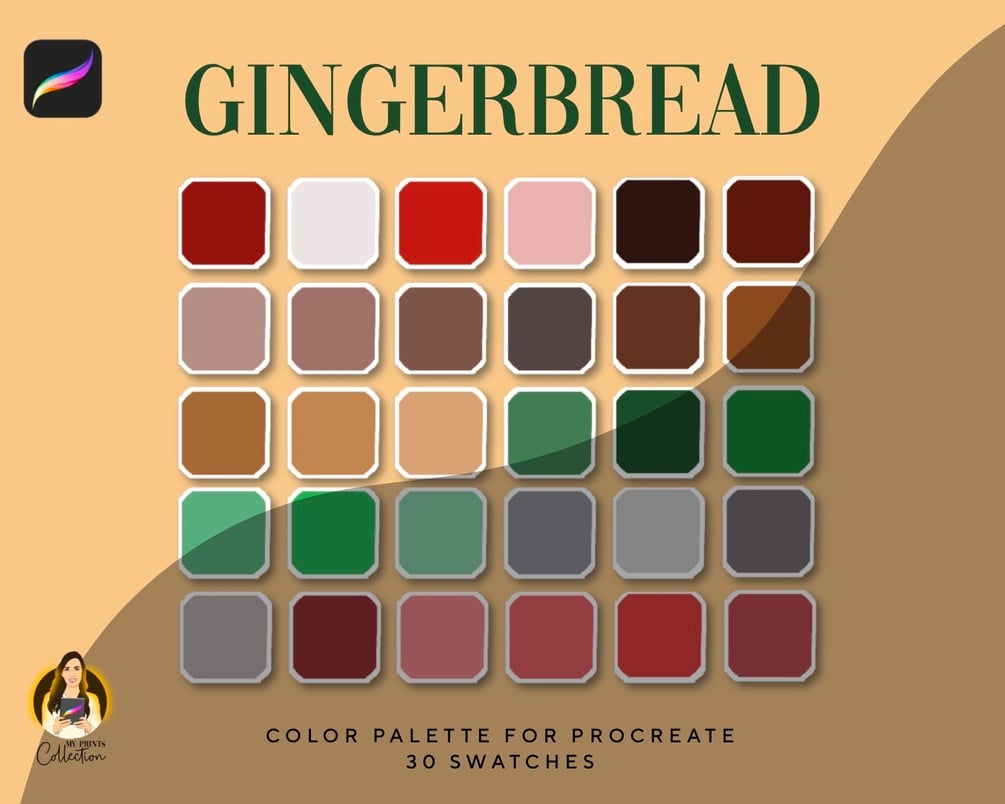 Gingerbread Procreate Color Palette | 30 Swatch | Winter Tones ...