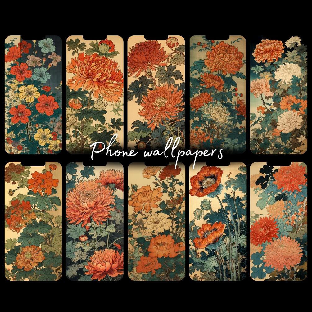 20 High-Quality Phone Wallpapers "Asian Flowers Collection"