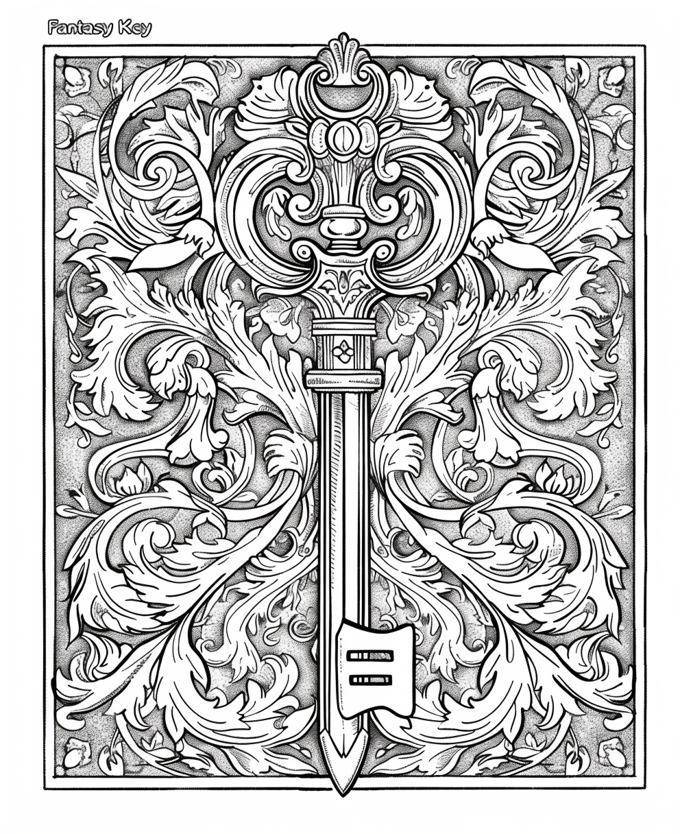 20 Fantasy Key Coloring Pages – Printable Magical Key Illustrations ...