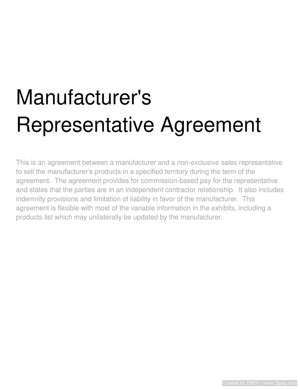Manufacturer's Representative Agreement