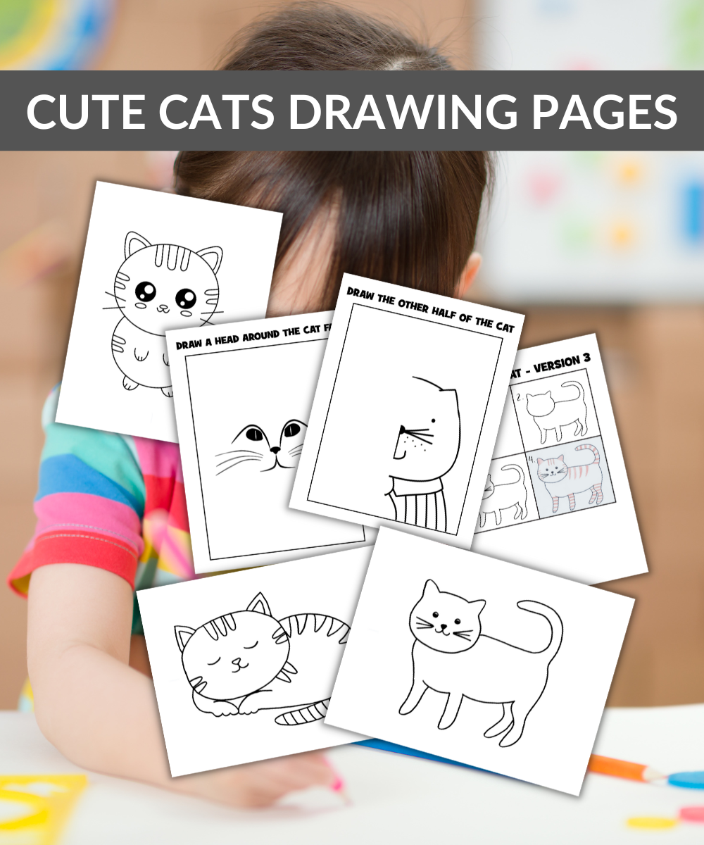 Cute Cats Drawing Pages - Commercial Use Allowed