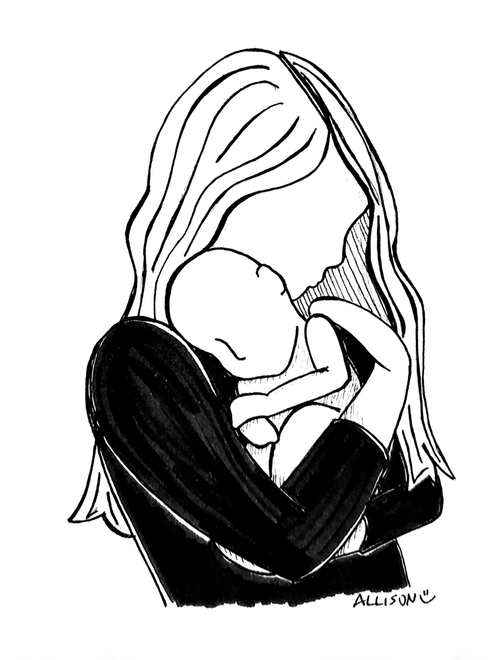 Mom/Baby Ink Sketch Printable