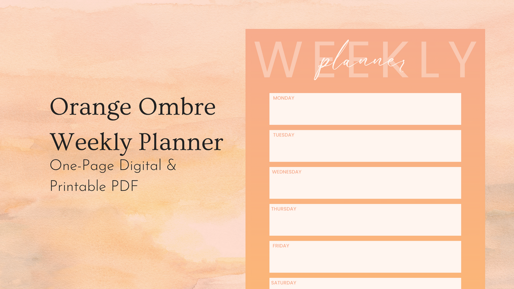Orange Ombre Weekly Planner | A4 printable PDF