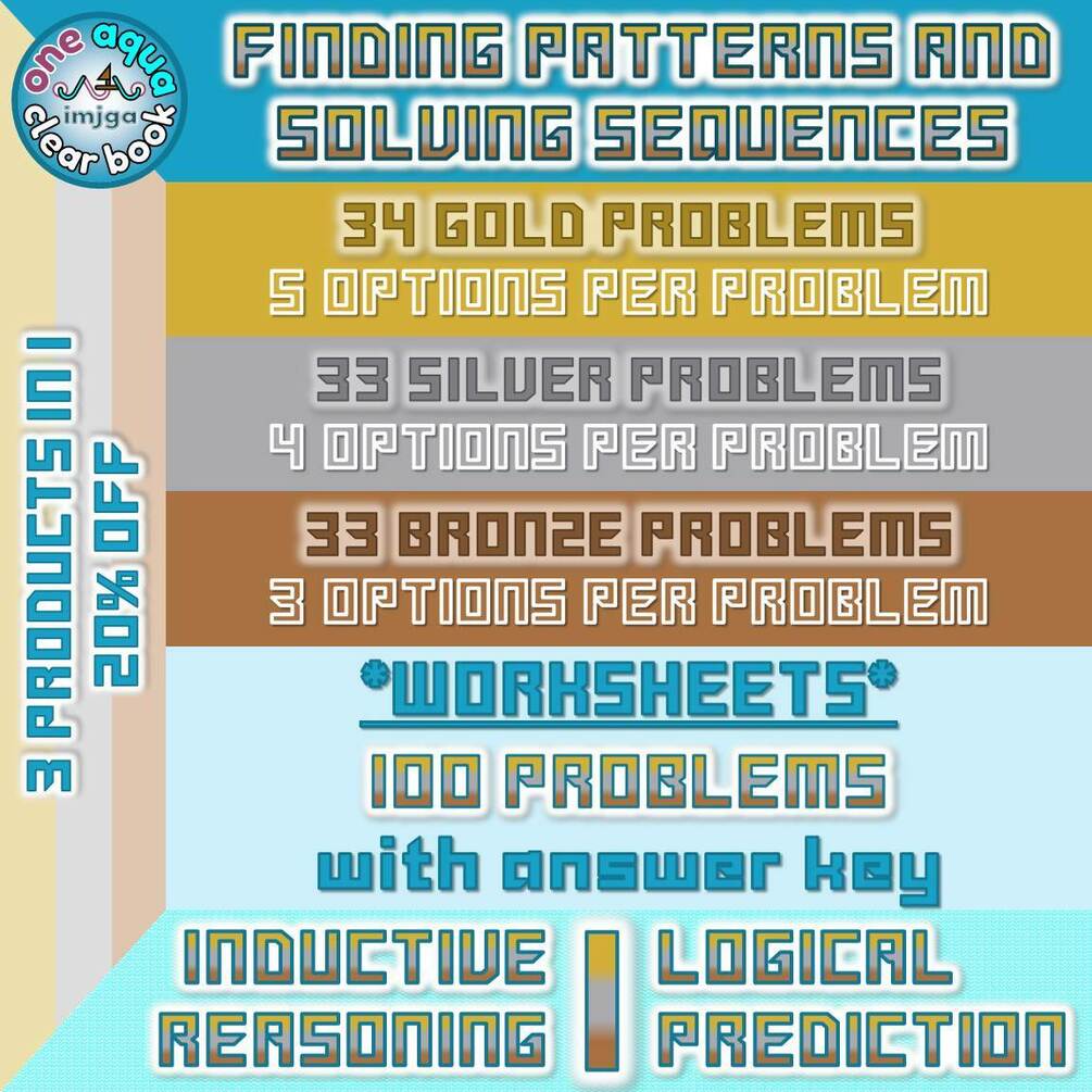 Patterns and Sequences (Logical Reasoning Worksheets in Gold, Silver ...