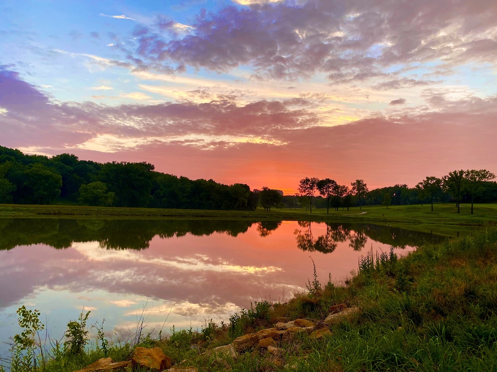 Red Sunset over Water