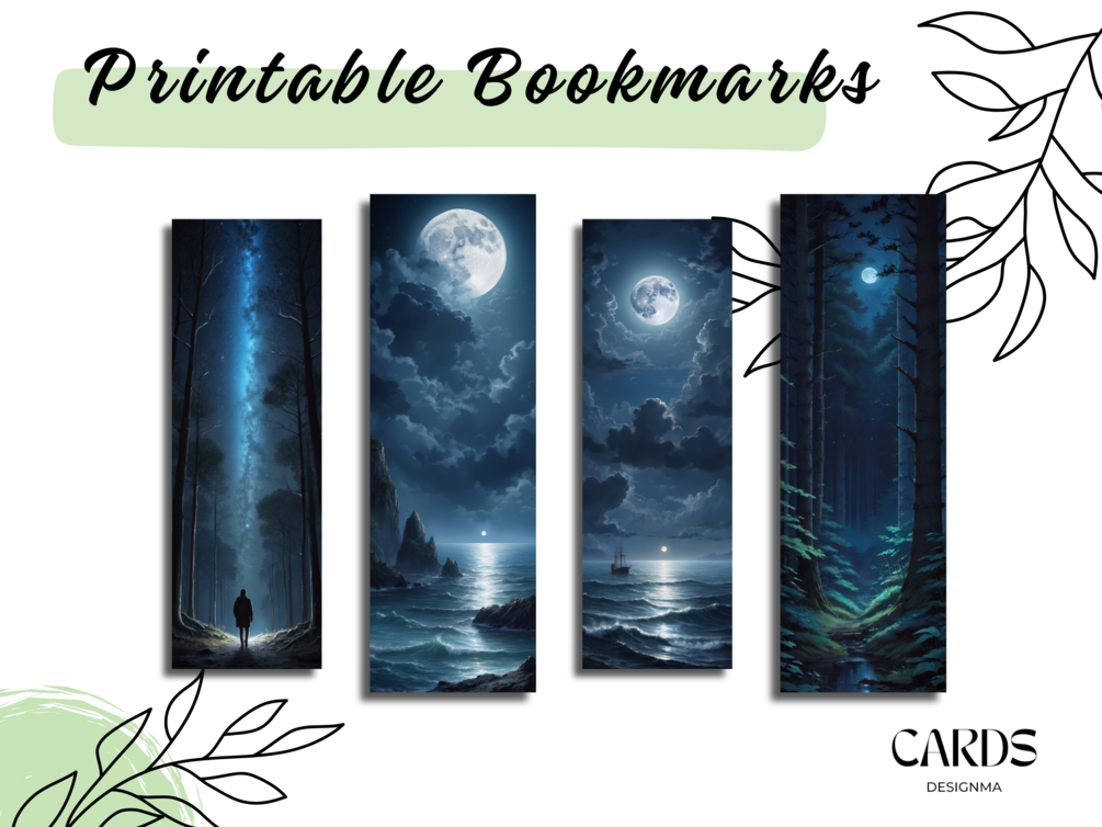 Printable Bookmarks - Moonlight bookmark - with print and cut sheet 11 ...