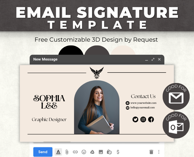 Editable Modern Email Signature Template for Gmail and Outlook Ideal ...