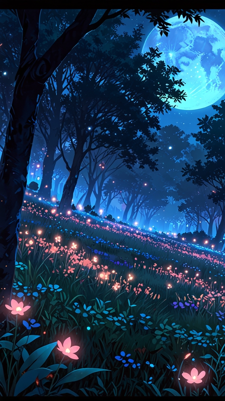 Magical Midnight Forest Wallpaper