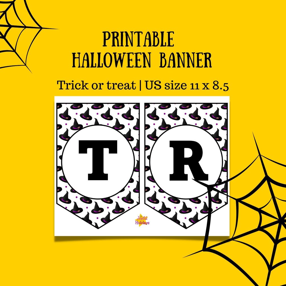 Witch hat | Trick or treat | Printable Halloween Banner DIY