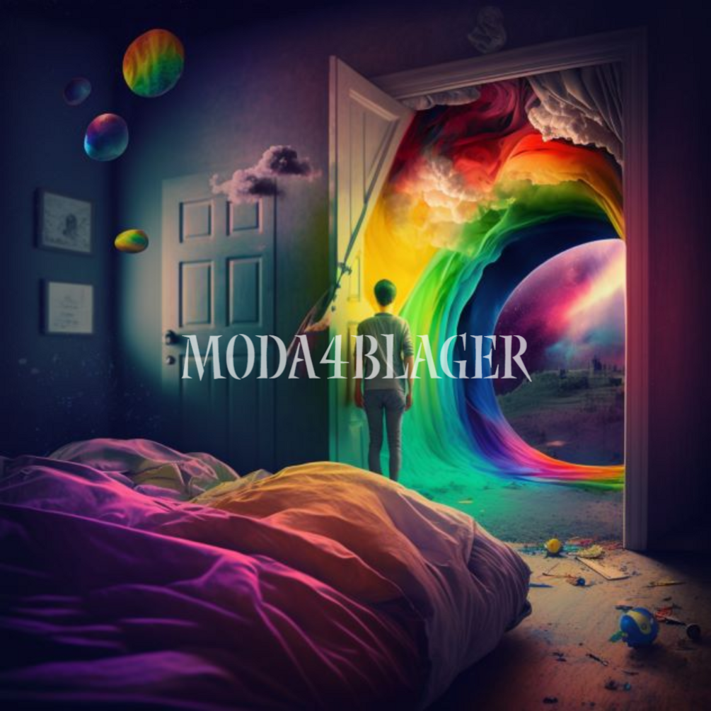 A surreal depiction of a dream or nightmare, with vivid colors and ...