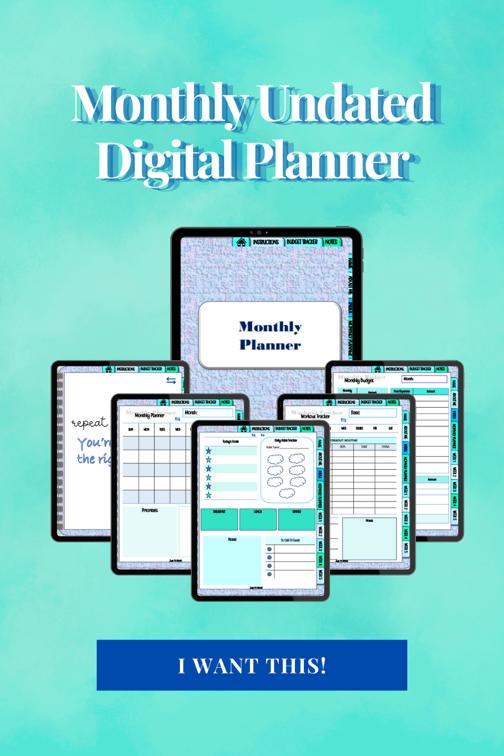 Monthly Undated Digital Planner