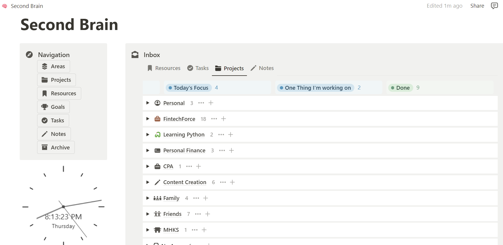 Second Brain Notion Template