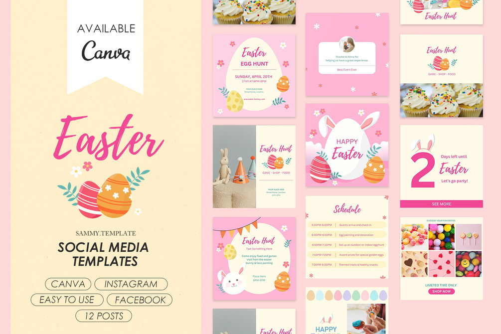 12 Easter Activity Instagram Posts | Social Media Templates | Canva