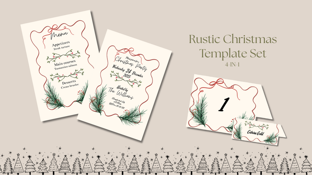 4-in-1 Rustic Christmas Template Set (Canva)