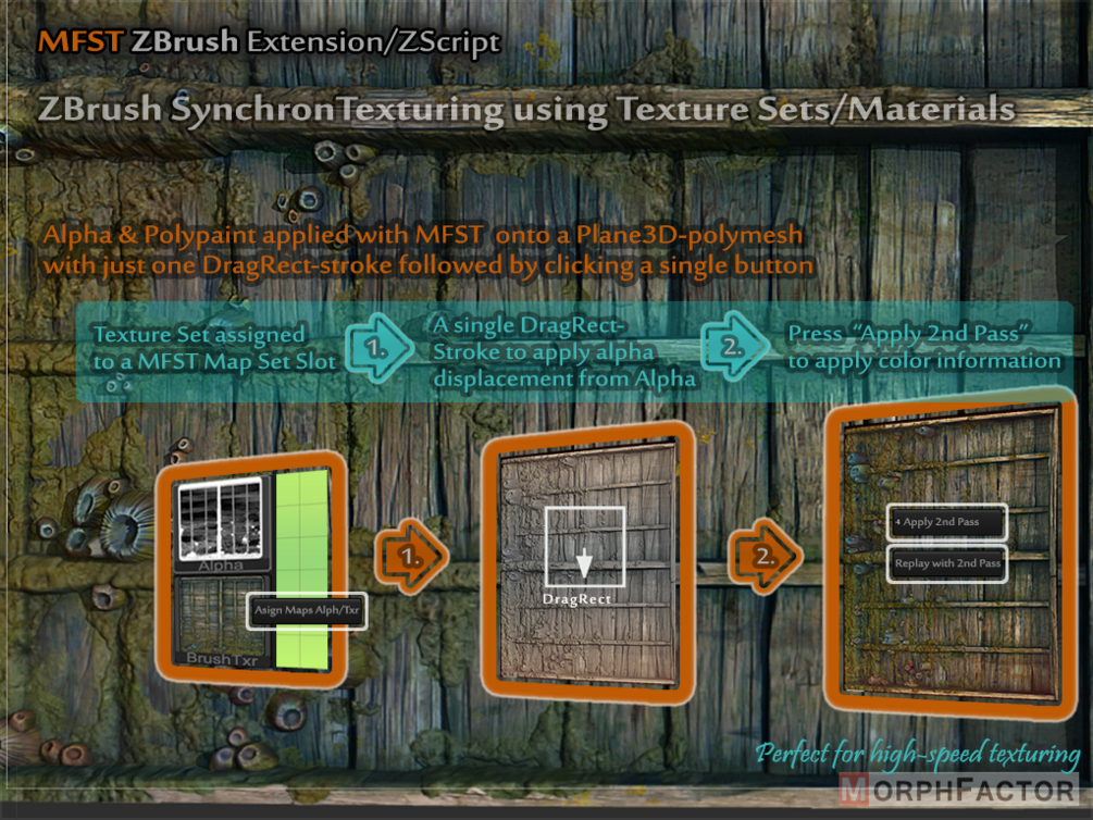 ZBrush Speed Texturing Script - Simultaneously apply Alpha & Polypaint together using Texture Sets