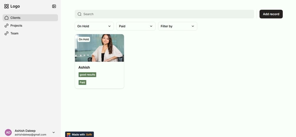 Business CRM in Client Management Dashboard/System, Project Management ...
