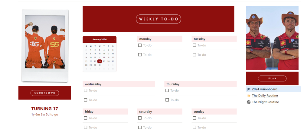 F1 Ferrari - Notion Template